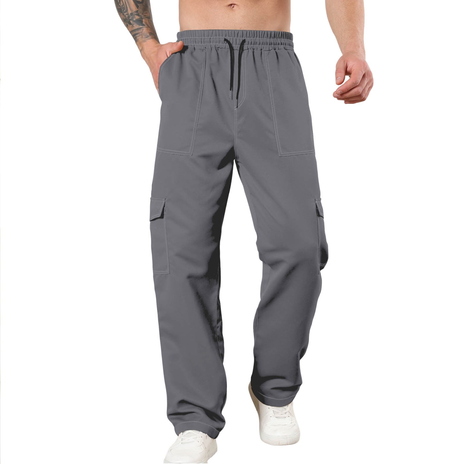 Click here for Hotojiny Mens Casual Cargo Pants Wide Leg Drawstri... prices