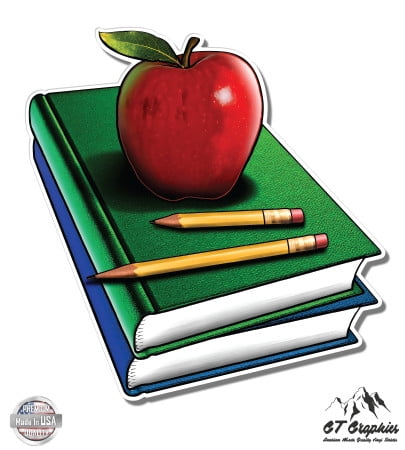 Teacher Books Apple - 8" Vinyl Sticker - For Car Laptop I-Pad ...
