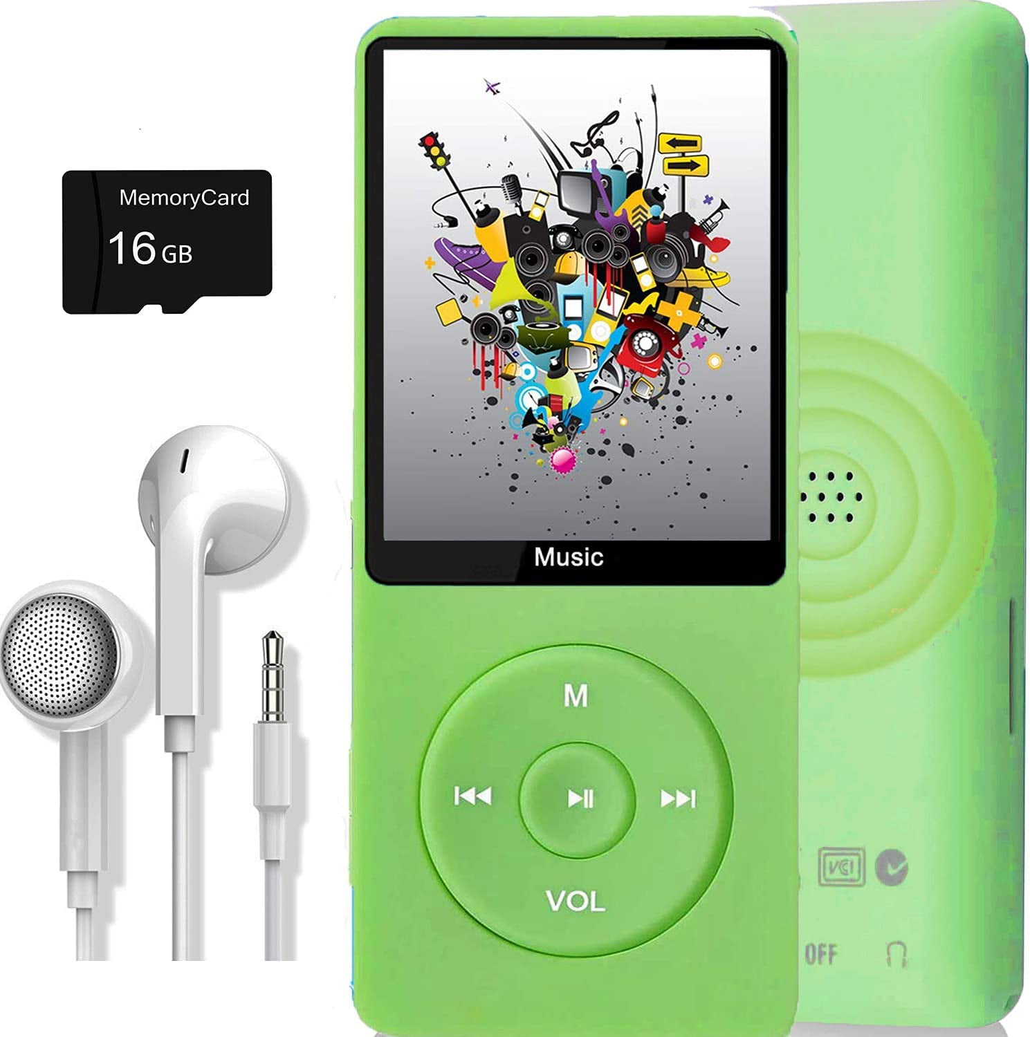 MP3 Player, Music Player with 16GB Micro SD Card, Build-in Speaker ...