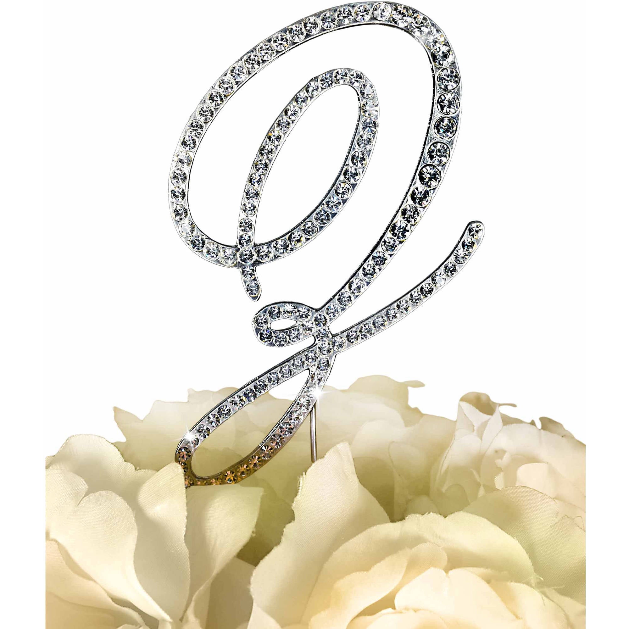 Unik Occasions Victorian Rhinestone Wedding Cake Topper, Silver ...