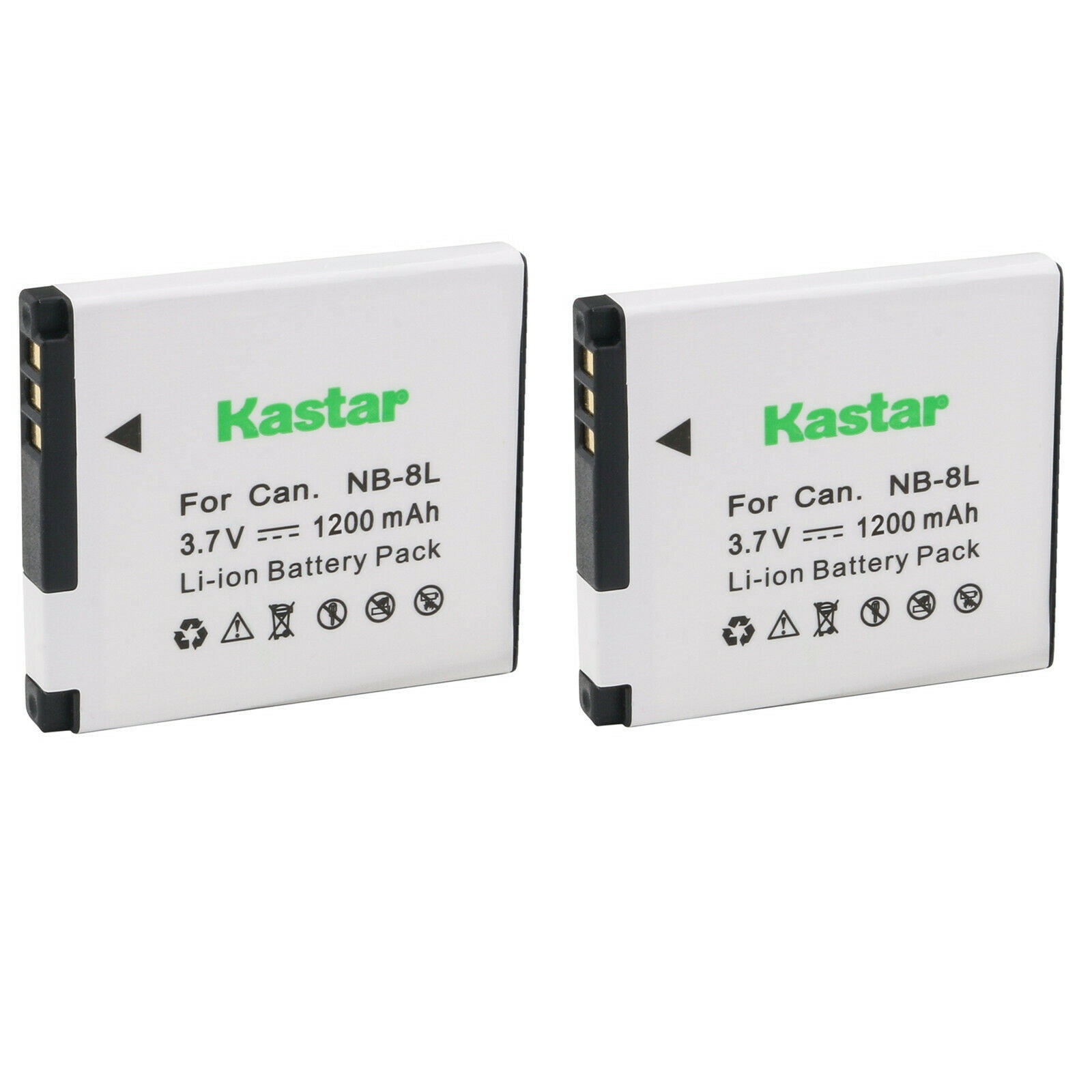 Kastar 2-Pack NB-8L / NB-8LH Battery 3.7V 1200mAh Replacement for Canon ...