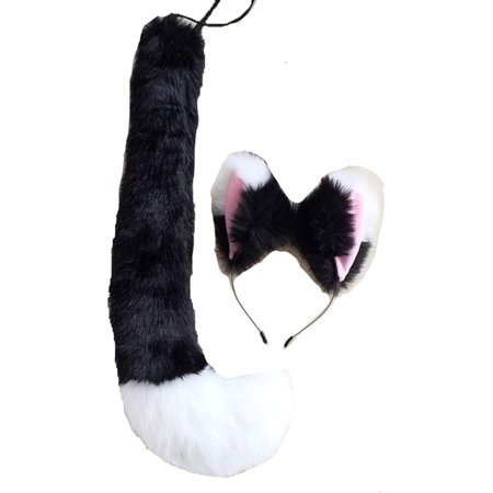 Anime Party Lolita Cosplay Costume Black Fox Cat Tail 19.7'' Fox Tail ...