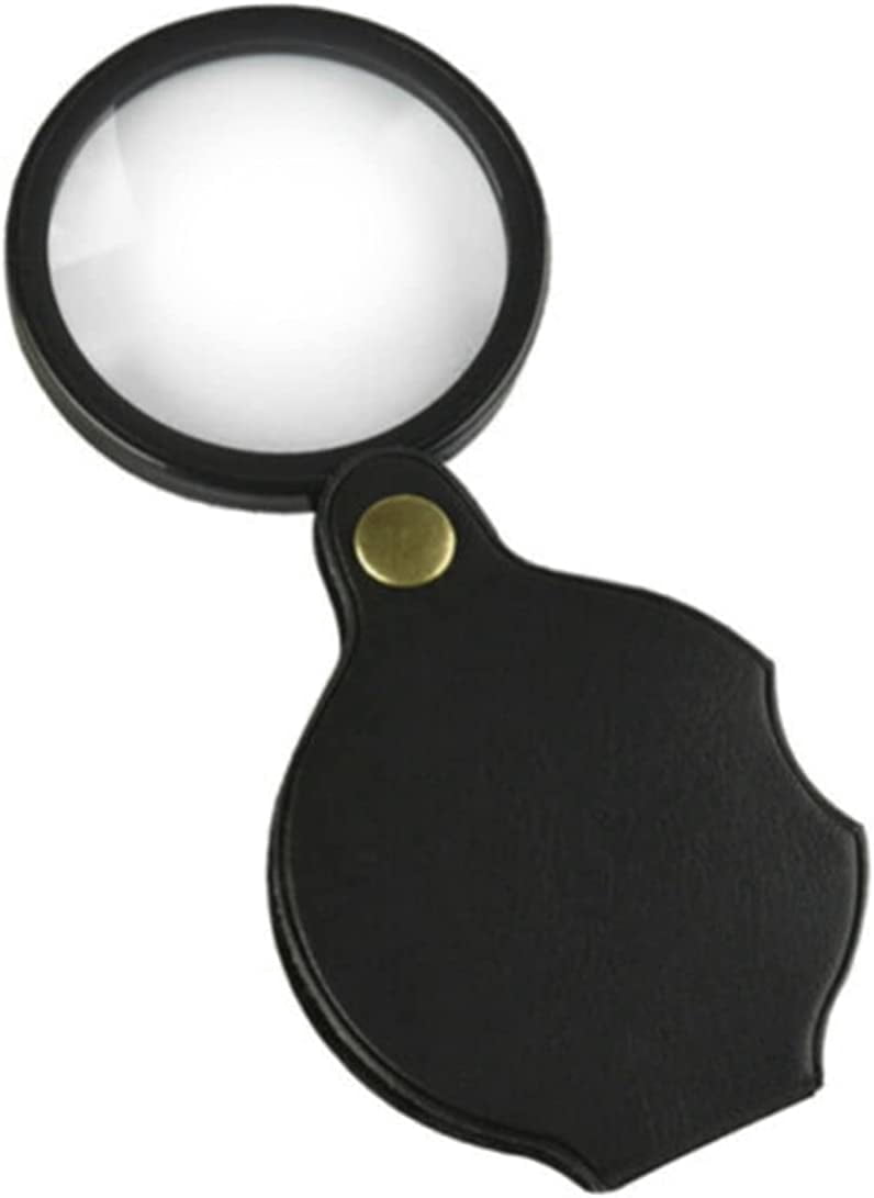 Lupa de bolsillo, 70 mm 10X Mini lupa plegable con estuche protector de ...