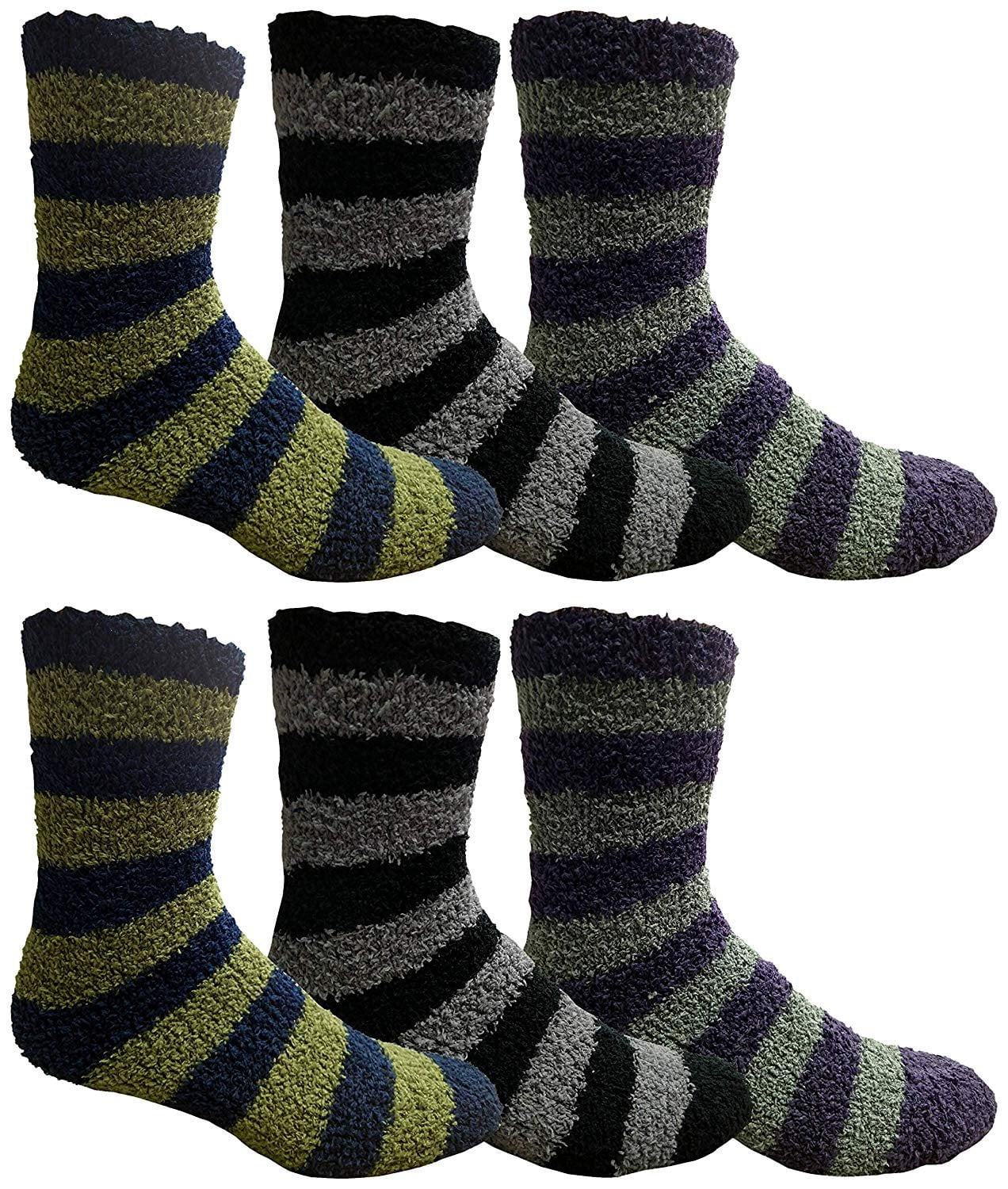 Yacht & Smith 6 Pairs Mens Fuzzy Socks, Soft Warm Winter Slipper Plush ...