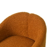Curved Backrest Accent Chair - Plush Boucle Upholstery Caramel ...