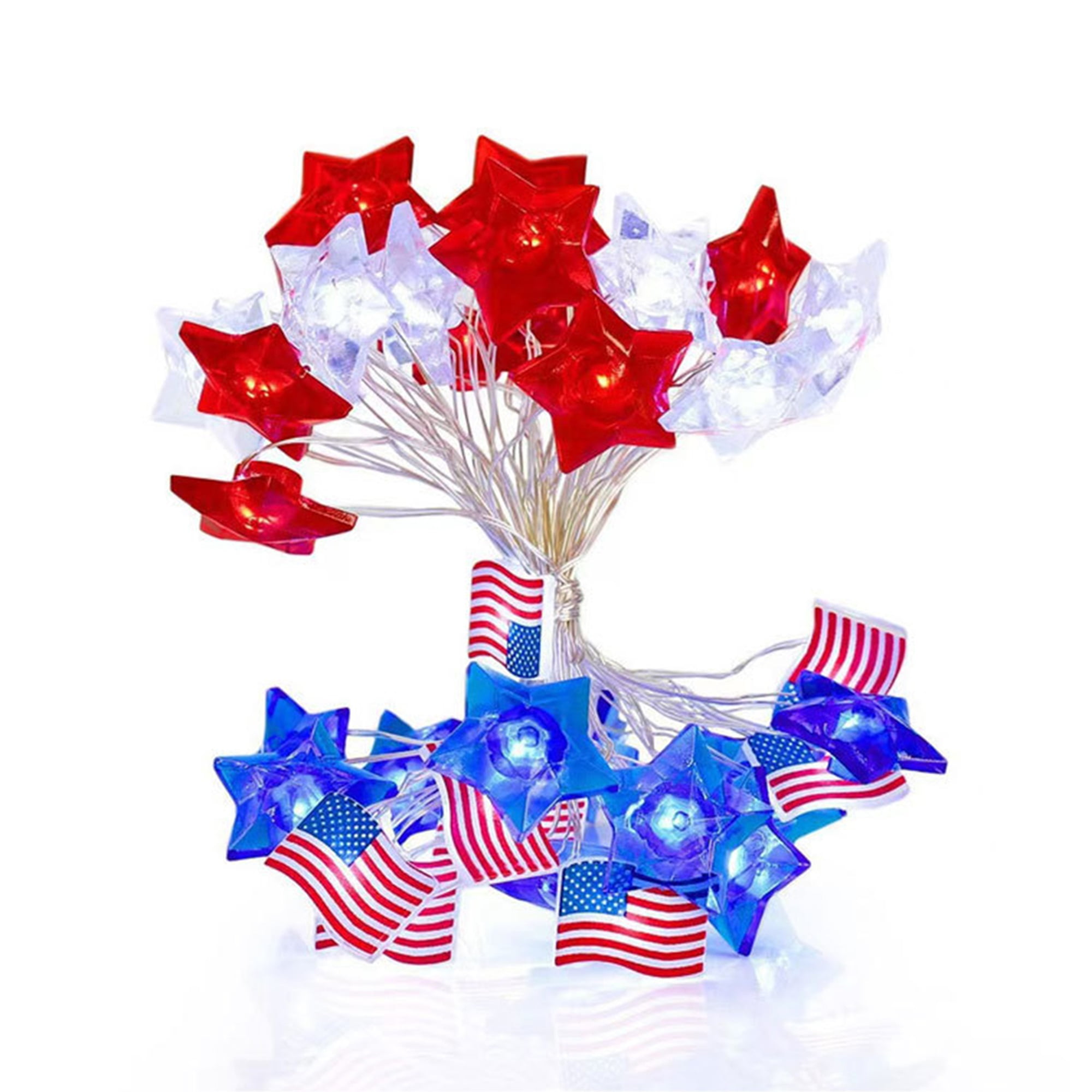 4th of July Decorations Lights LED String Light Patriotic Flag Red ...
