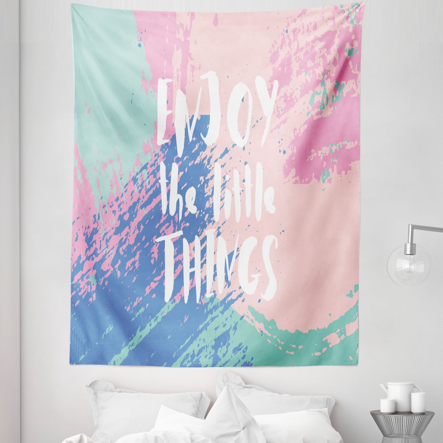 Saying Tapestry, Inspirational Hand Lettering Words on Grunge Color ...