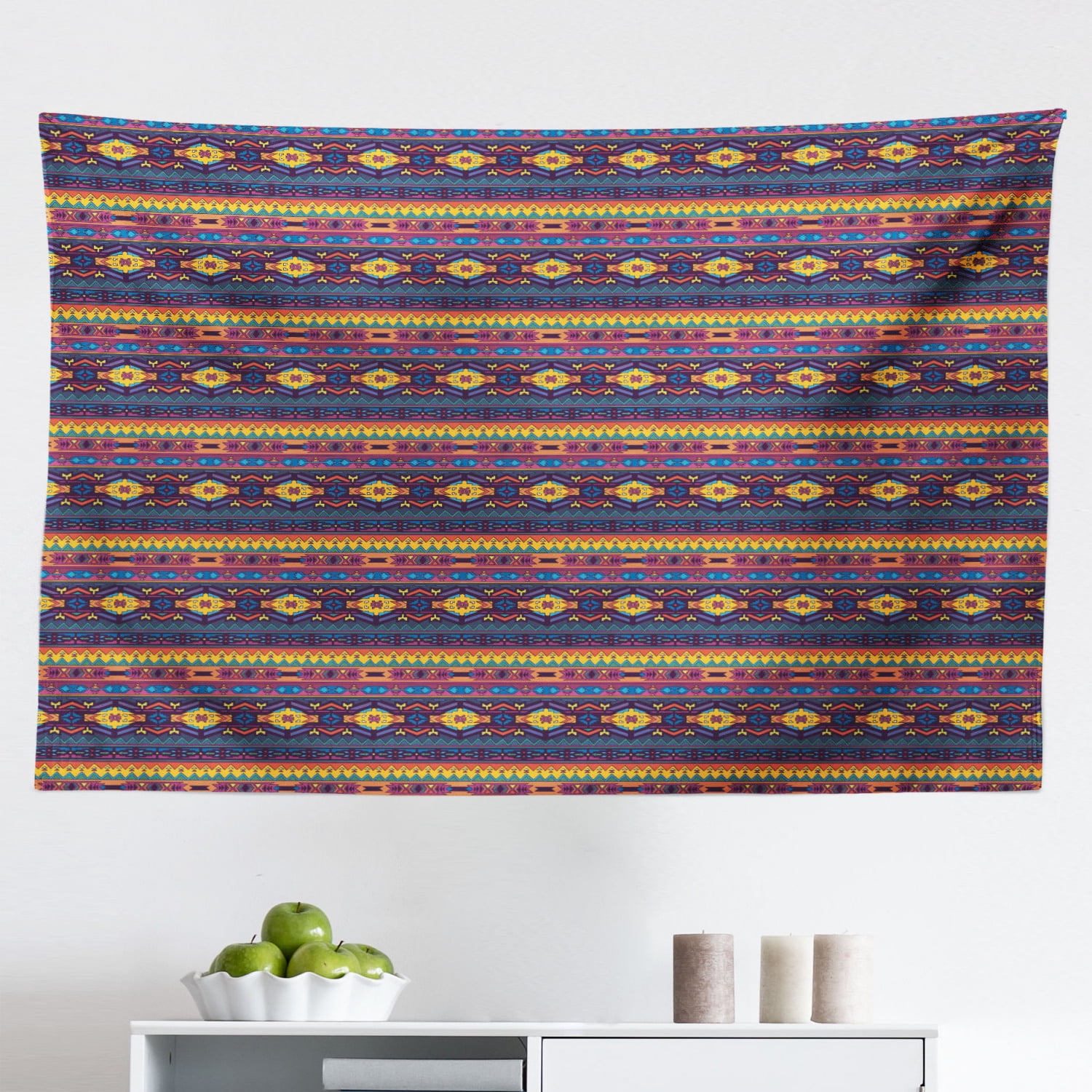 Fox Tapestry, Childish Drawn Monochromatic Composition with Wild Animal ...