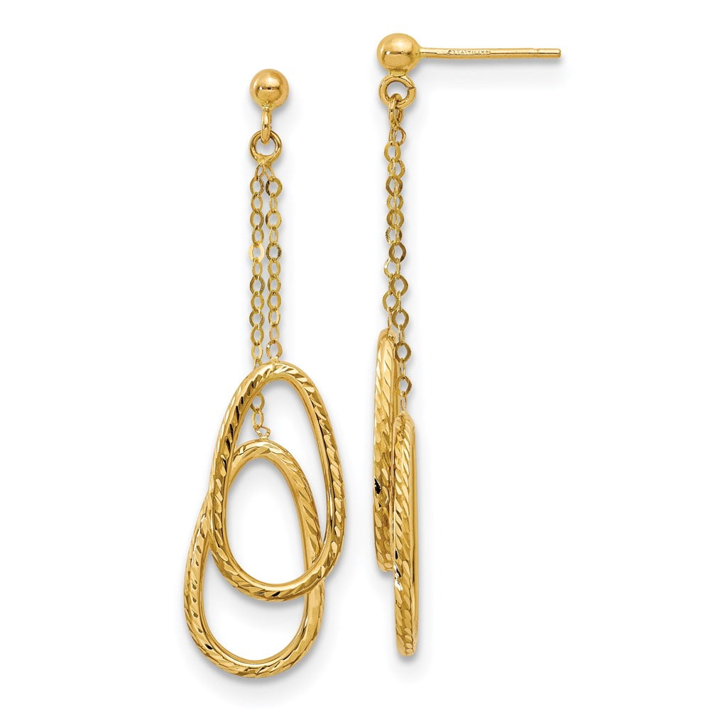 Beautiful Leslie's 14K Polished D/C Fancy Tear Drop Post Dangle ...