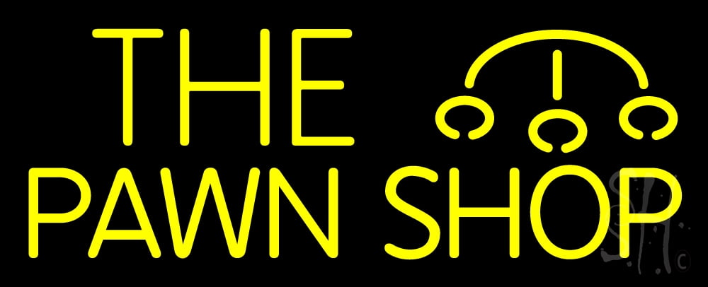 Double Stroke Pawn Shop 1 LED Neon Sign 13 x 32 - inches, Black Square ...