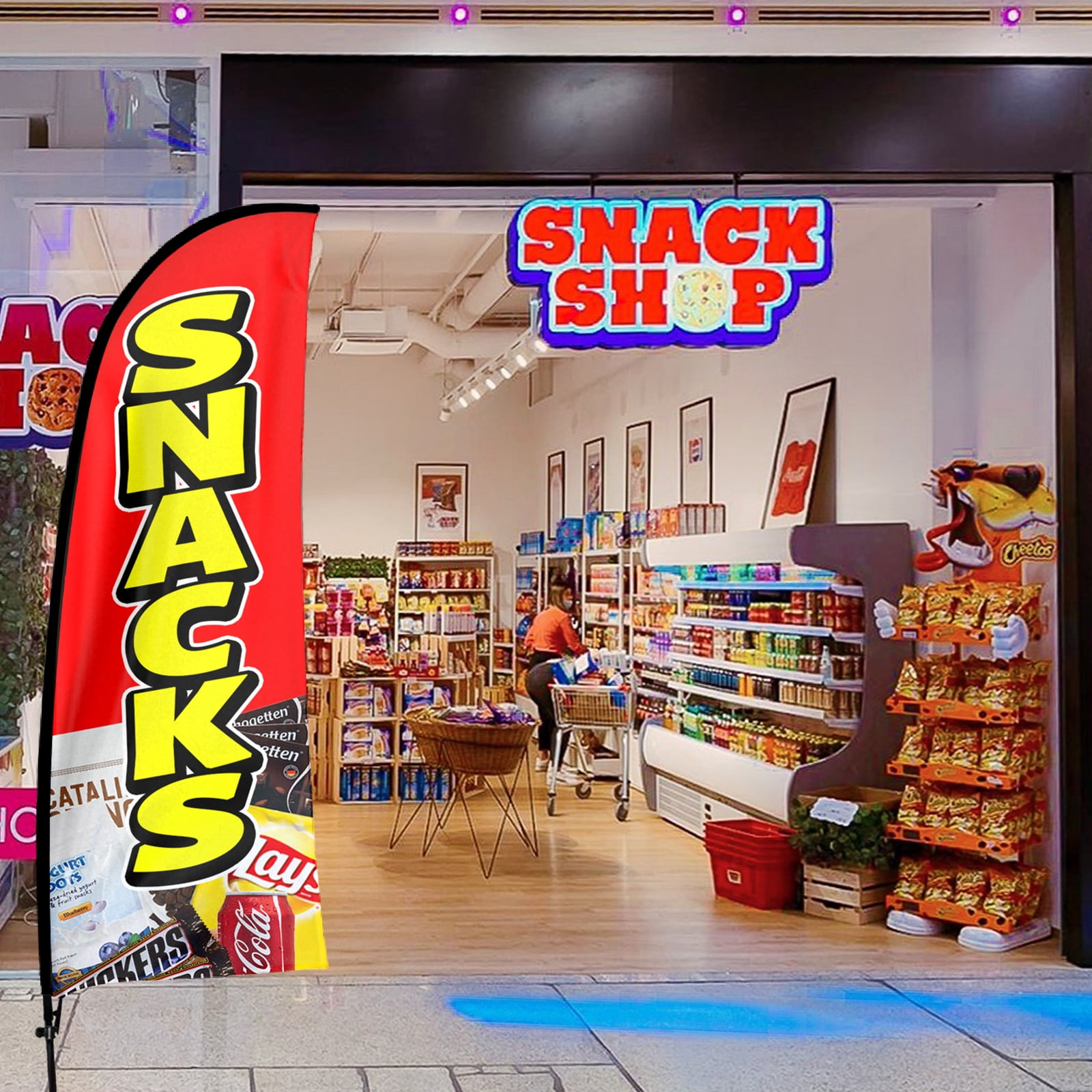 QSUM Snacks Feather Flag Kit,7FT Snack Bar Advertising Banner，Snack ...
