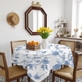 Blue Chinoiserie Floral Table Cloth 60x60in, Waterproof Square ...