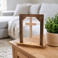 Handmade Floating Wooden Cross Tabletop Decor Religious Desk Ornament ...