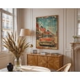 Affixzi Vintage Red Classic Car Americana Street Scene Print, Patriotic ...