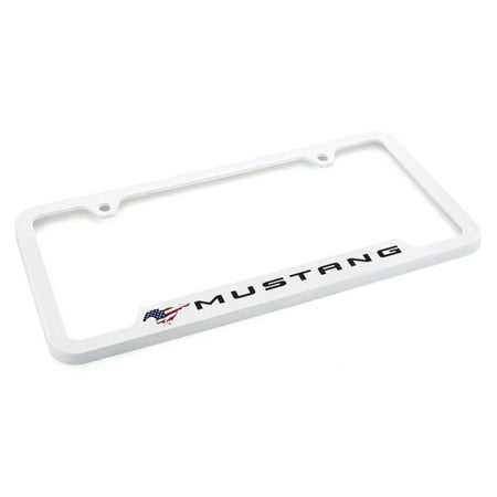 Ford Mustang Wordmark with Patriotic Logo UV Printed White ABS Plastic ...