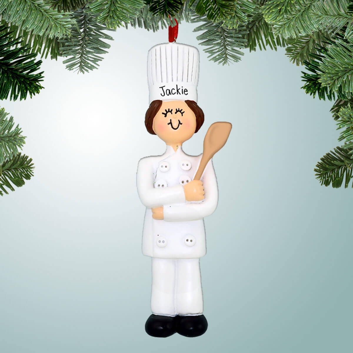 Personalized Gourmet Chef - Female Brown Hair Christmas Ornament ...