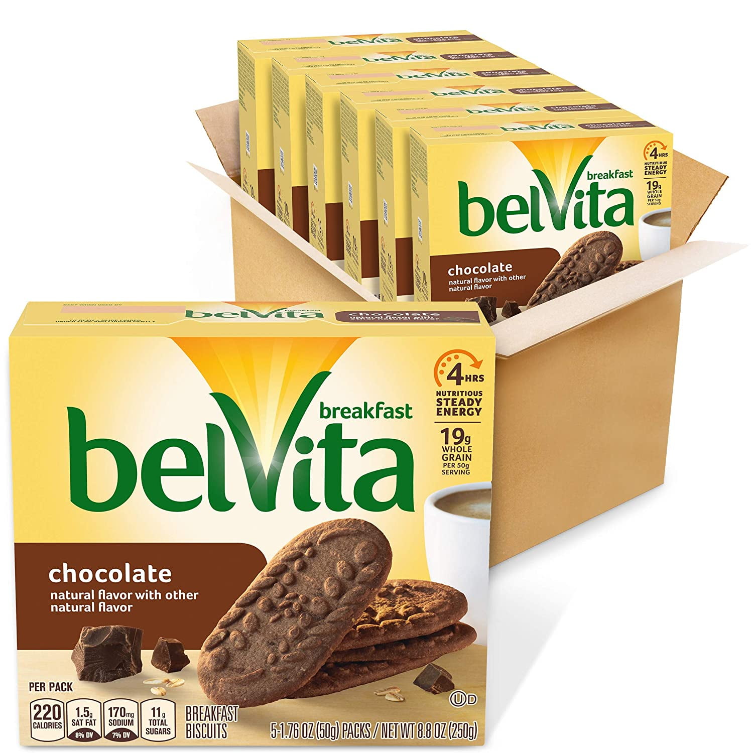 belVita Chocolate Breakfast Biscuits, 6 Boxes of 5 Packs (4 Biscuits ...