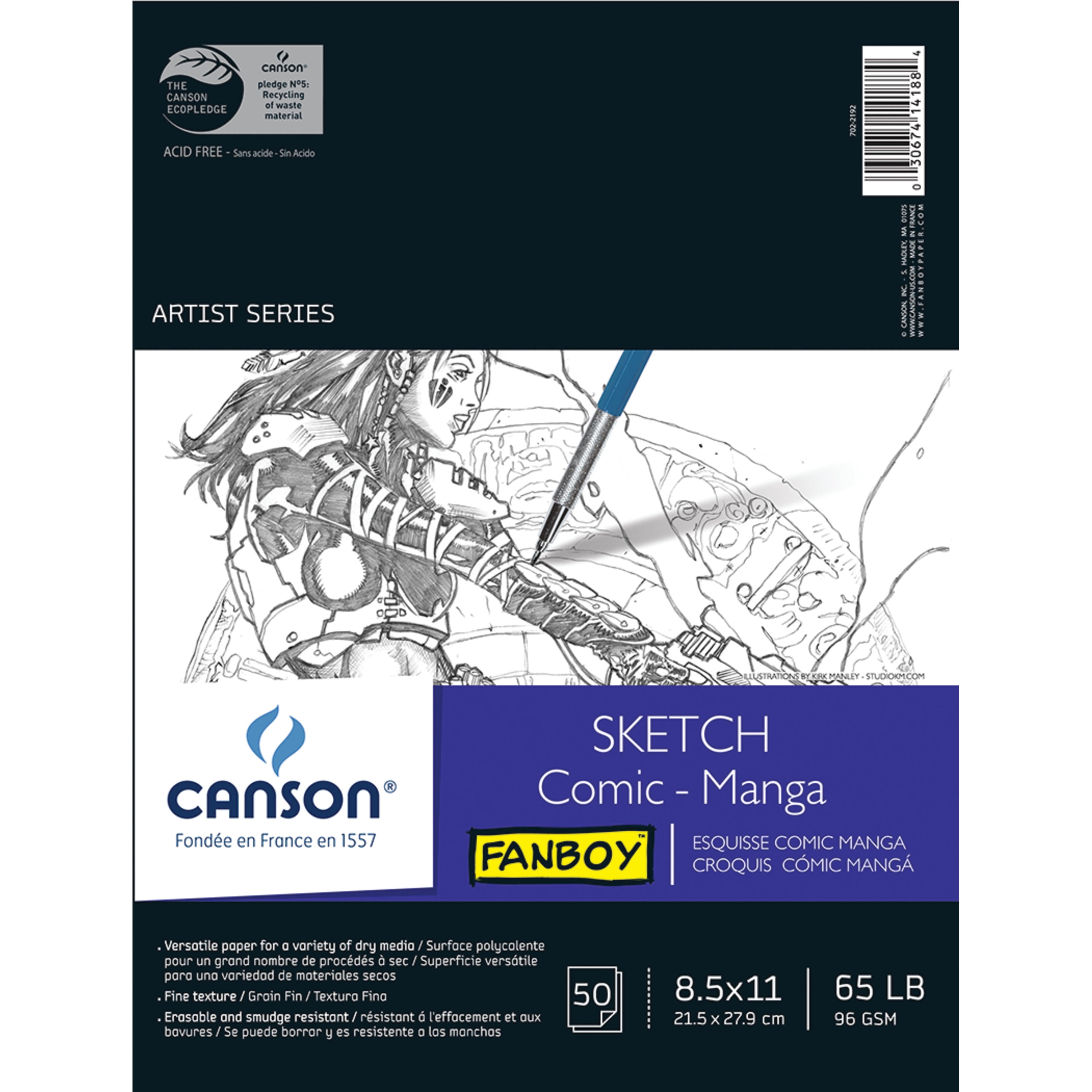 Canson Fanboy Comic and Manga Sketch Pad, 8.5in x 11in, 50-Sheets ...