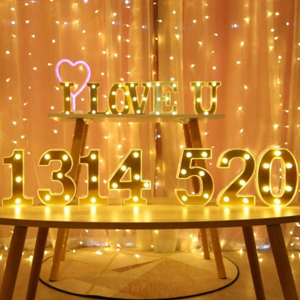 Buy Gold Marquee Letters 5 LED Numbers Light LED Light Up Letters Warm ...