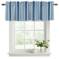 Blue White Stripes 2 Panels Kitchen Valance, Lines Modern Vertical ...