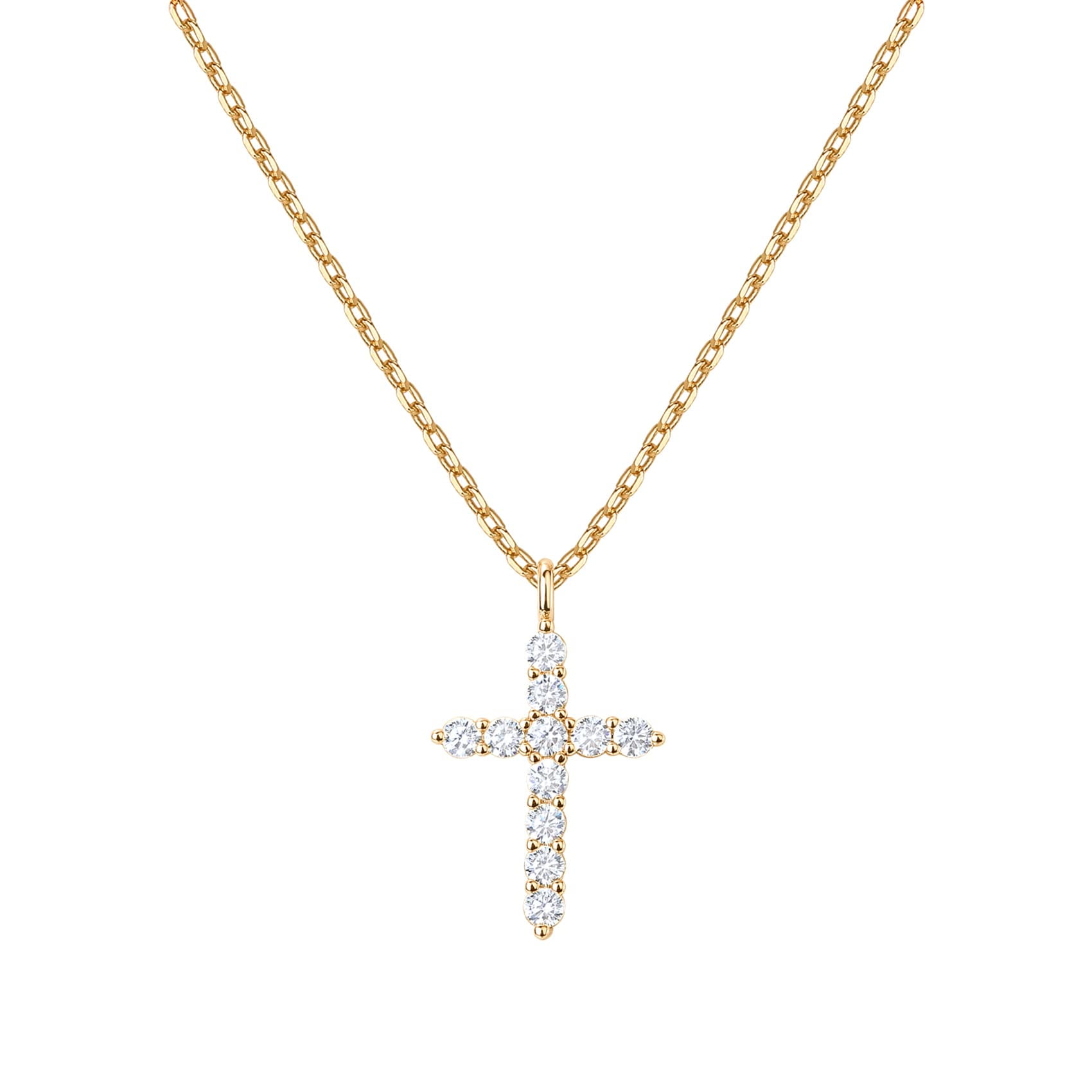 Click here for Luniquz Gold Plated Cubic Zirconia Cross Necklace... prices