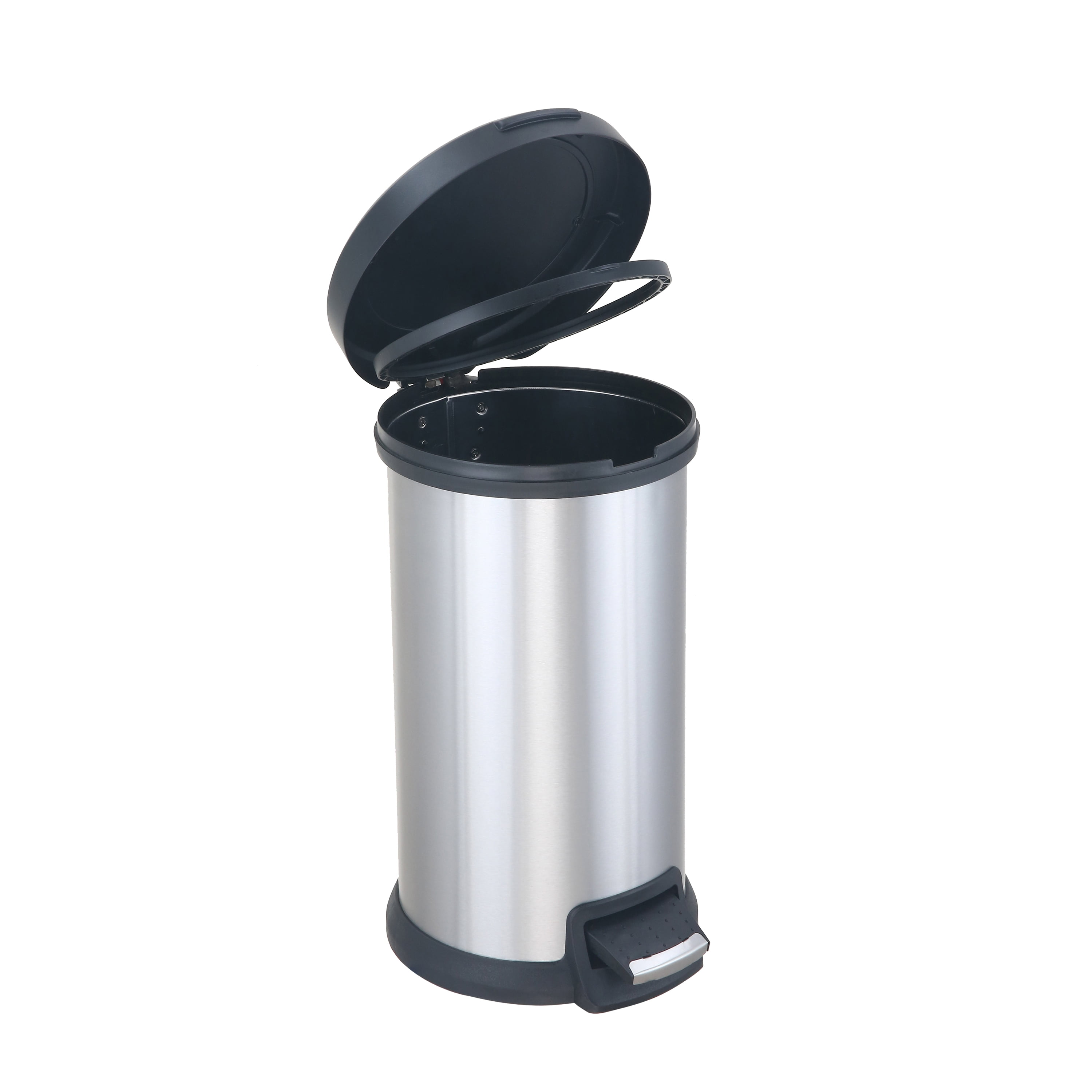 Mainstays 1.3 gal / 5L Round Stainless Steel Bathroom Step Trash Can ... Mainstays 1.3 gal / 5L Round Stainless Steel Bathroom Step Trash Can ...