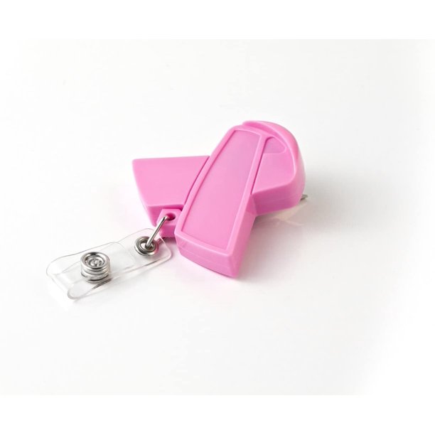 KEY-BAK Retract-A- ID Pink Ribbon Shaped Retractable Reel with 36-Inch ...