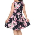 White Mark Women's Plus Size Flower Fit and Flare Dress - Walmart.com