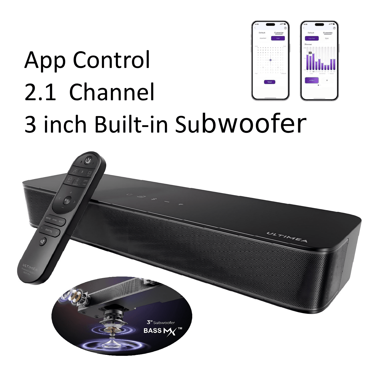 Click here for Ultimea 2.1ch Sound Bar For Tv  Built-In Subwoofer... prices
