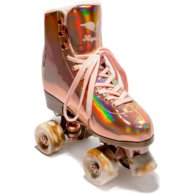 Angels Skates – Rose Gold Design Outdoor PU Leather Retro Roller Skates ...