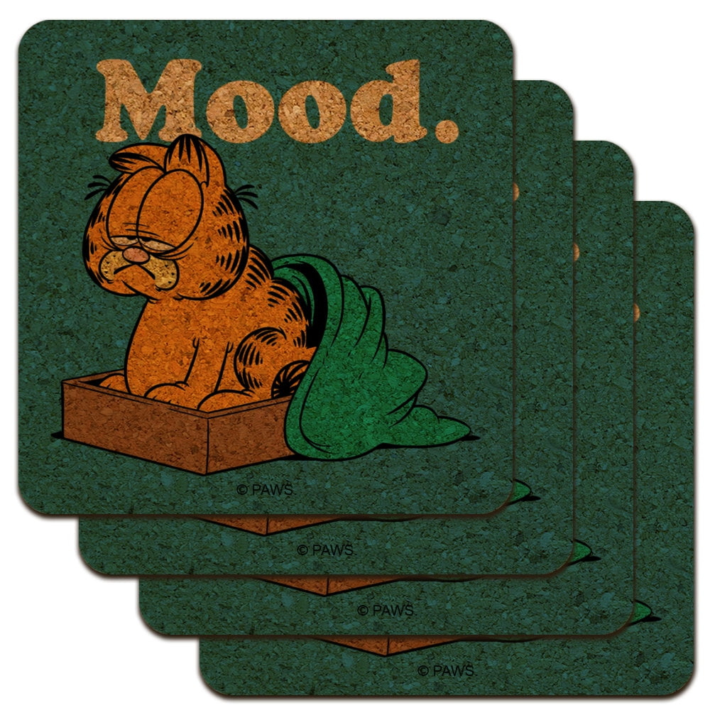 Garfield Mood Low Profile Novelty Cork Coaster Set - Walmart.com