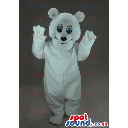 Plain White Polar Bear Plush SPOTSOUND Mascot With Blue Eyes - Animal ...