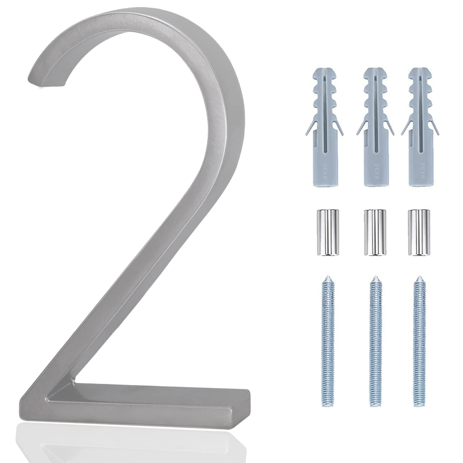 Silver House Numbers, 5 Inch Modern House Numbers, DIY Floating Address ...
