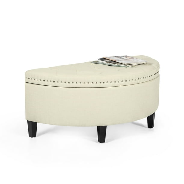 Homebeez 43 5 Half Moon Storage Ottoman Bench Lift Top Button Bedroom