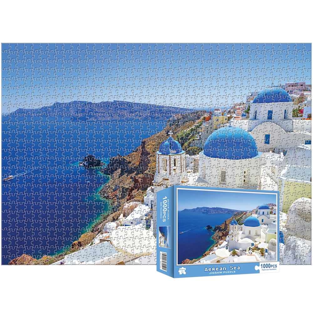 Vertall 1000 Piece Jigsaw Puzzle - Greece Aegean Sea Santorini Church ...