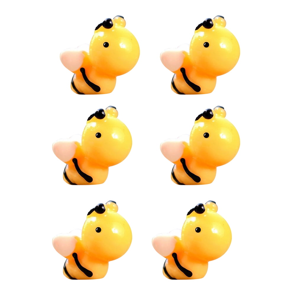 SPRING PARK 6Pcs Mini Resin Bees Miniature Fairy Garden Micro Landscape ...