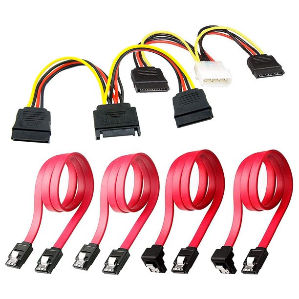 SSD / SATA III Hard Drive Connection Cables (1x 4 Pin to Dual 15 Pin ...