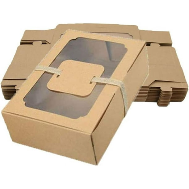 12 Pieces Kraft Paper Cake Boxes, Gift Boxes with Window, Cardboard ...