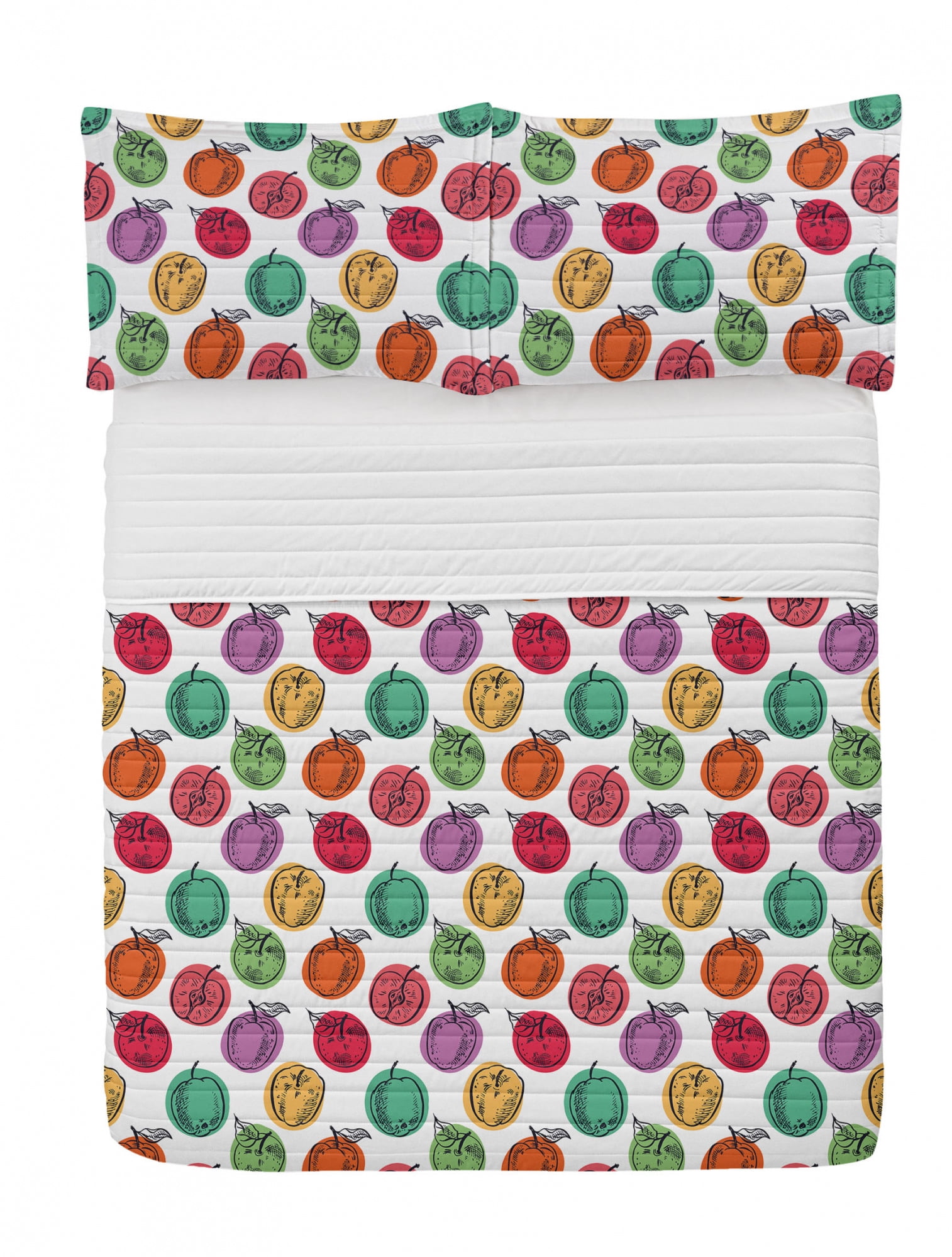 Fruit Microfiber Bedspread Set, Hand Drawn Like Illustration of ...