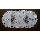 Doily Boutique Table Runner Embroidered with a Red Burgundy Rose on ...