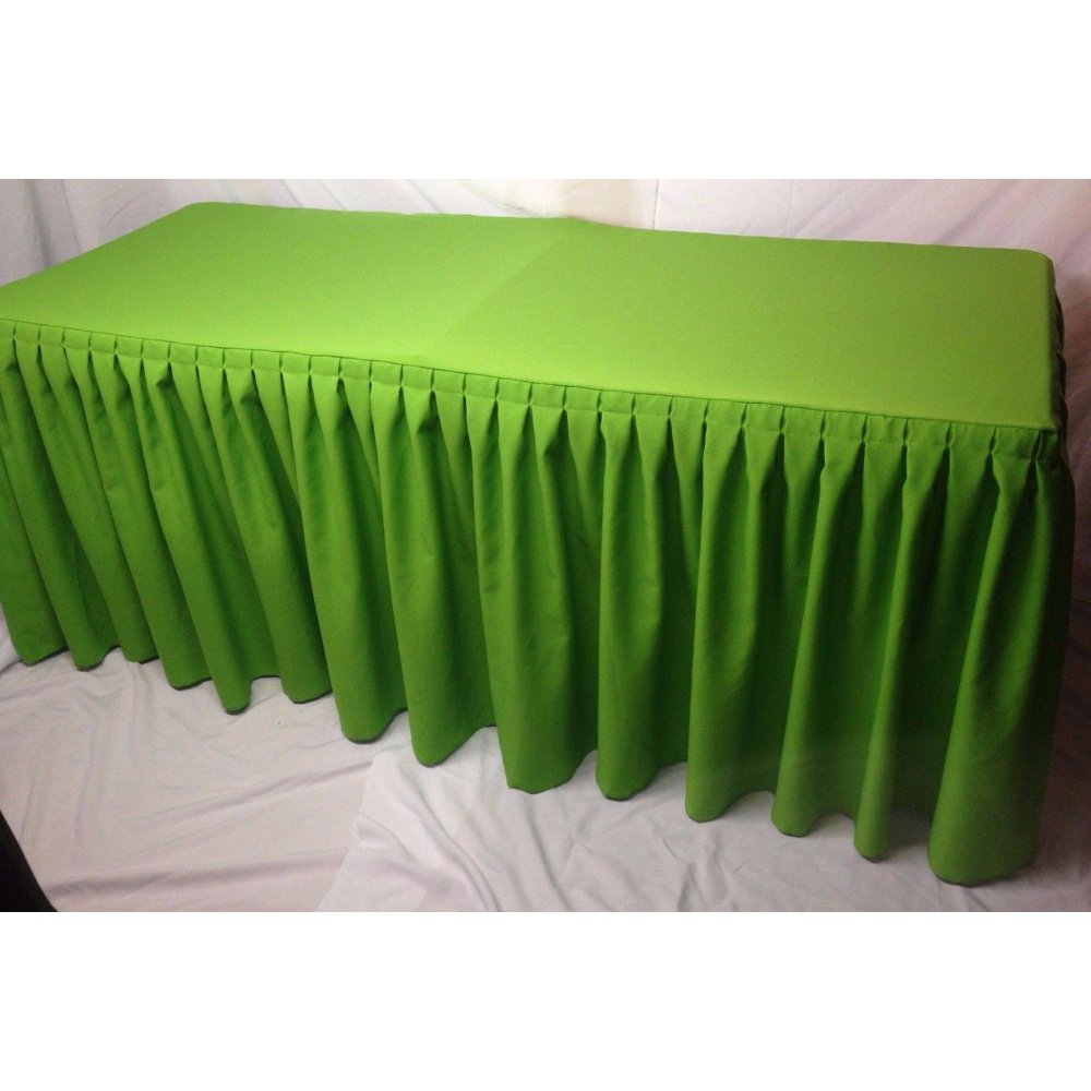 8' Fitted Polyester Double Pleated Table Skirting Cover w/Top Topper 21 ...