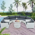 9 Piece Patio Furniture Set, Half-Moon Sectional Furniture Sofa Set ...