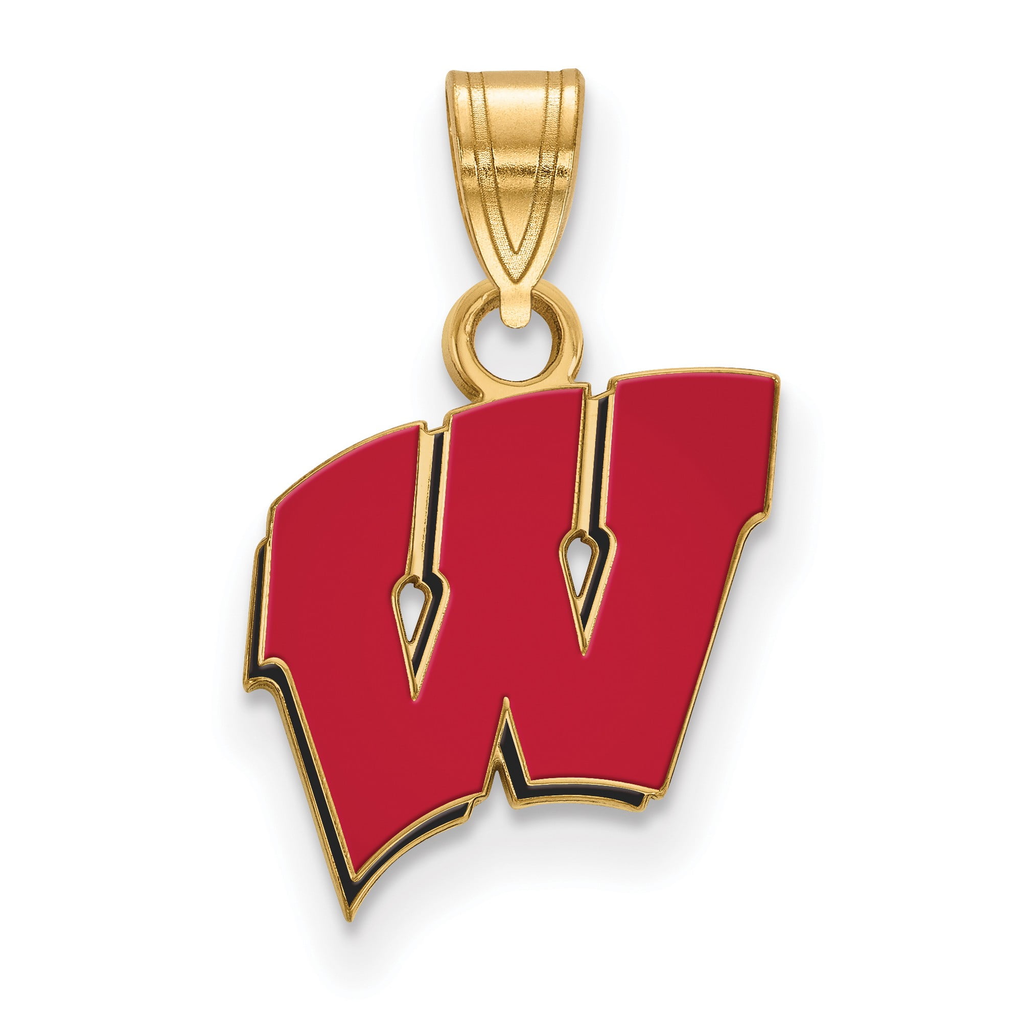 University of Wisconsin Badgers Red School Letter Logo Pendant Gold ...