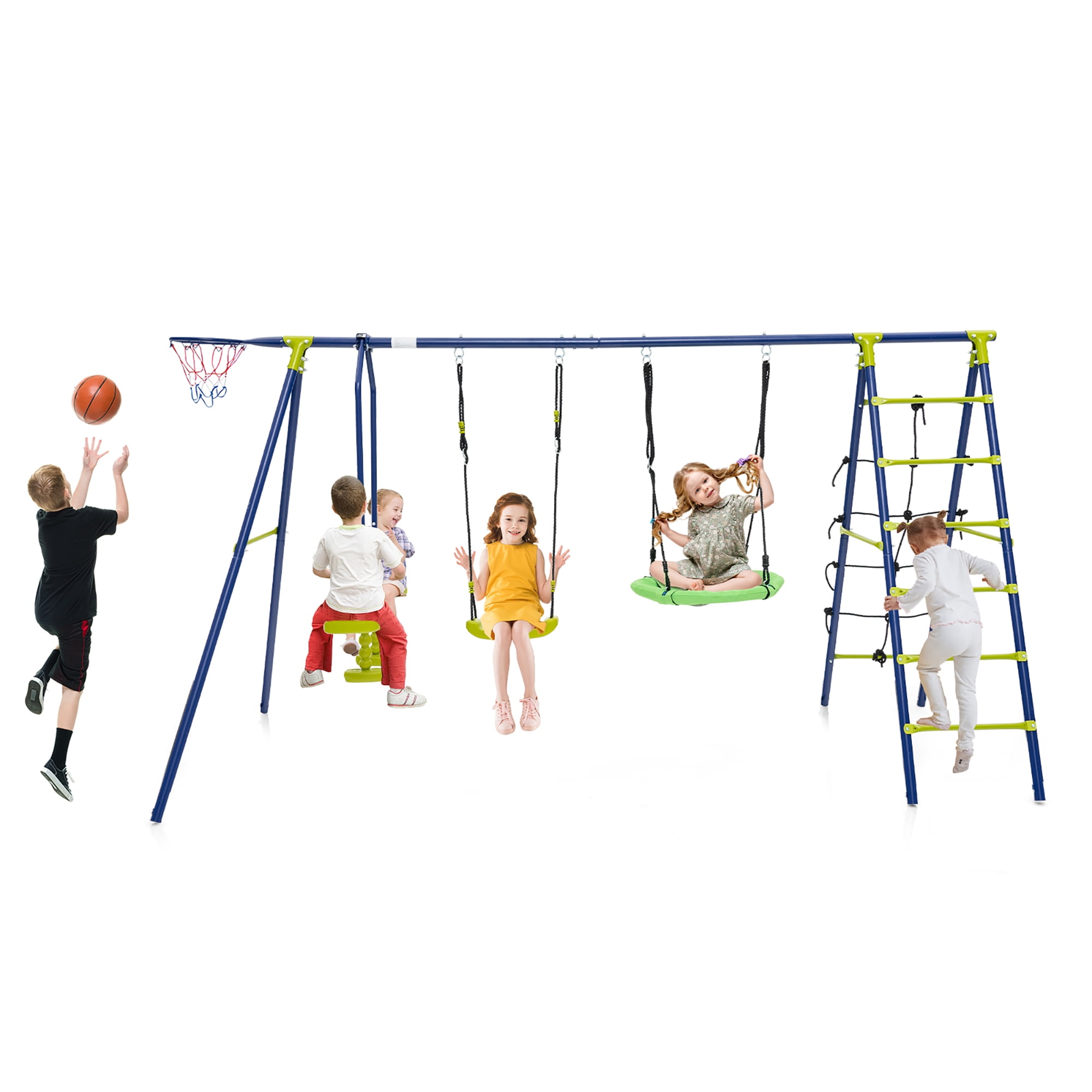 Click here for Gymax Swing Set For Backyard W/ 2 Height Adjustabl... prices