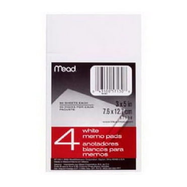 Mead Memo Book Refill, 80 Sheets, 3 3/4" x 6 3/4", White Paper, Bundle ...