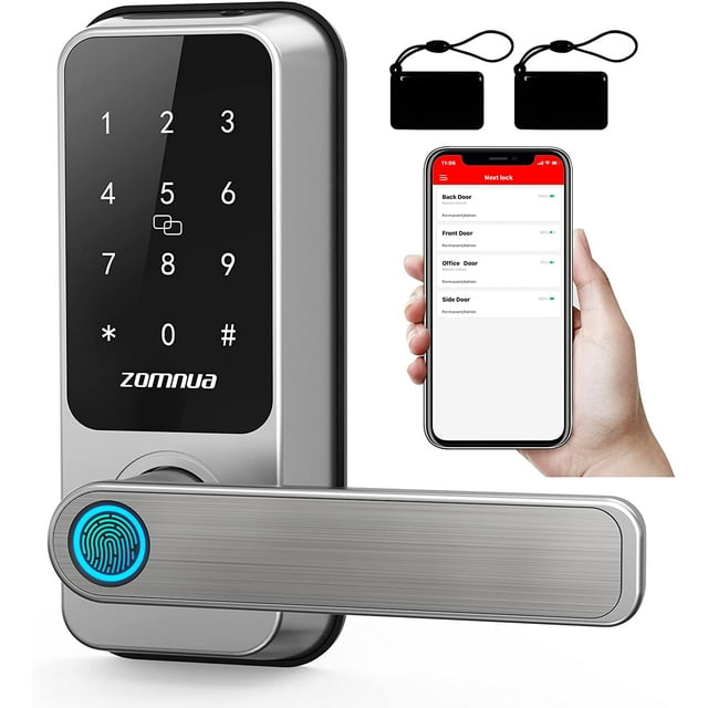 Smart Lock, Zomnua Fingerprint Smart Lock with Handle Keyless Entry ...