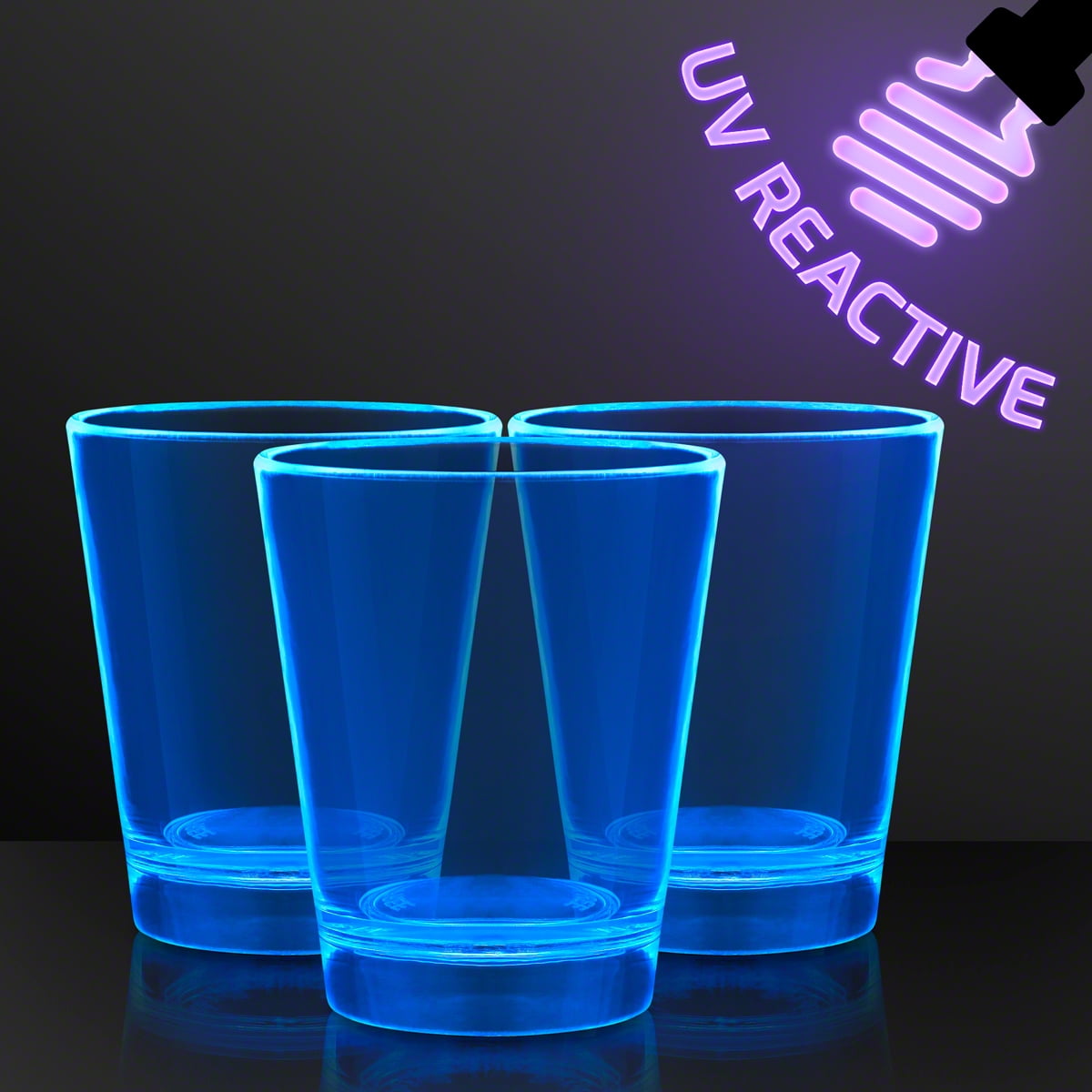 FlashingBlinkyLights 1.5 oz. Blue Glow Neon UV Reactive Shot Glasses ...