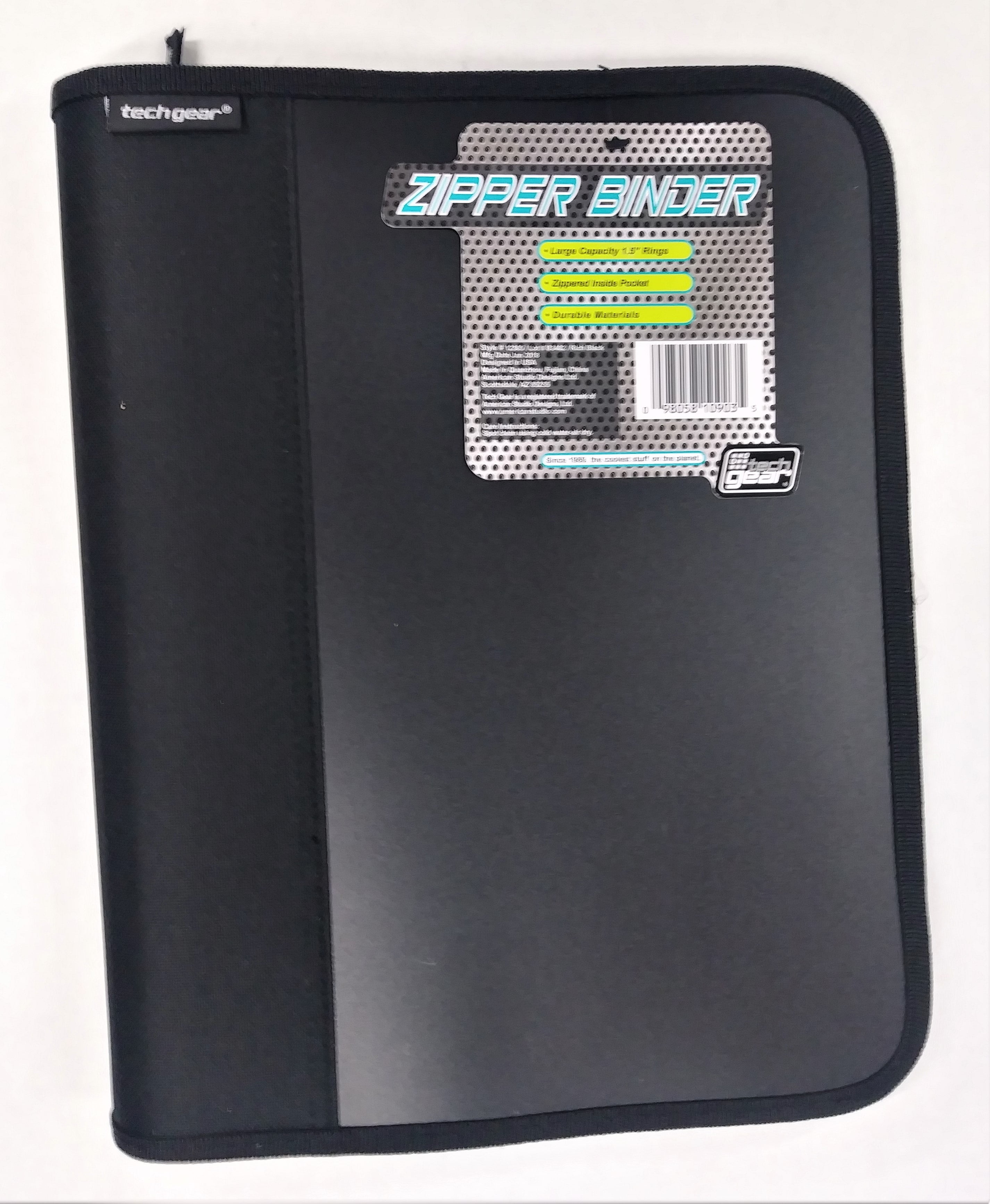 Tech Gear Flexo Zipper Binder, 1.5" Capacity, Polyester Zippered Inside ...