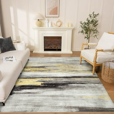 BERTHMEER 6'x9' Abstract Non-slip Area Rug, Stain Resistant, Washable ...