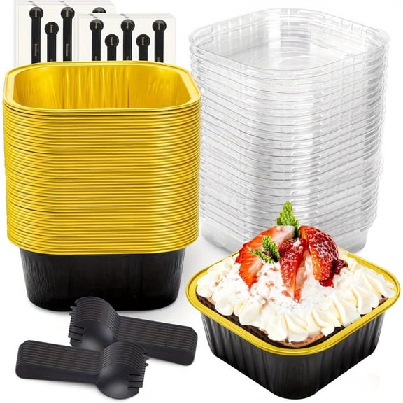 Kabuer, Disposable Aluminum Foil Baking Cups with Lids, 5oz, Gold ...